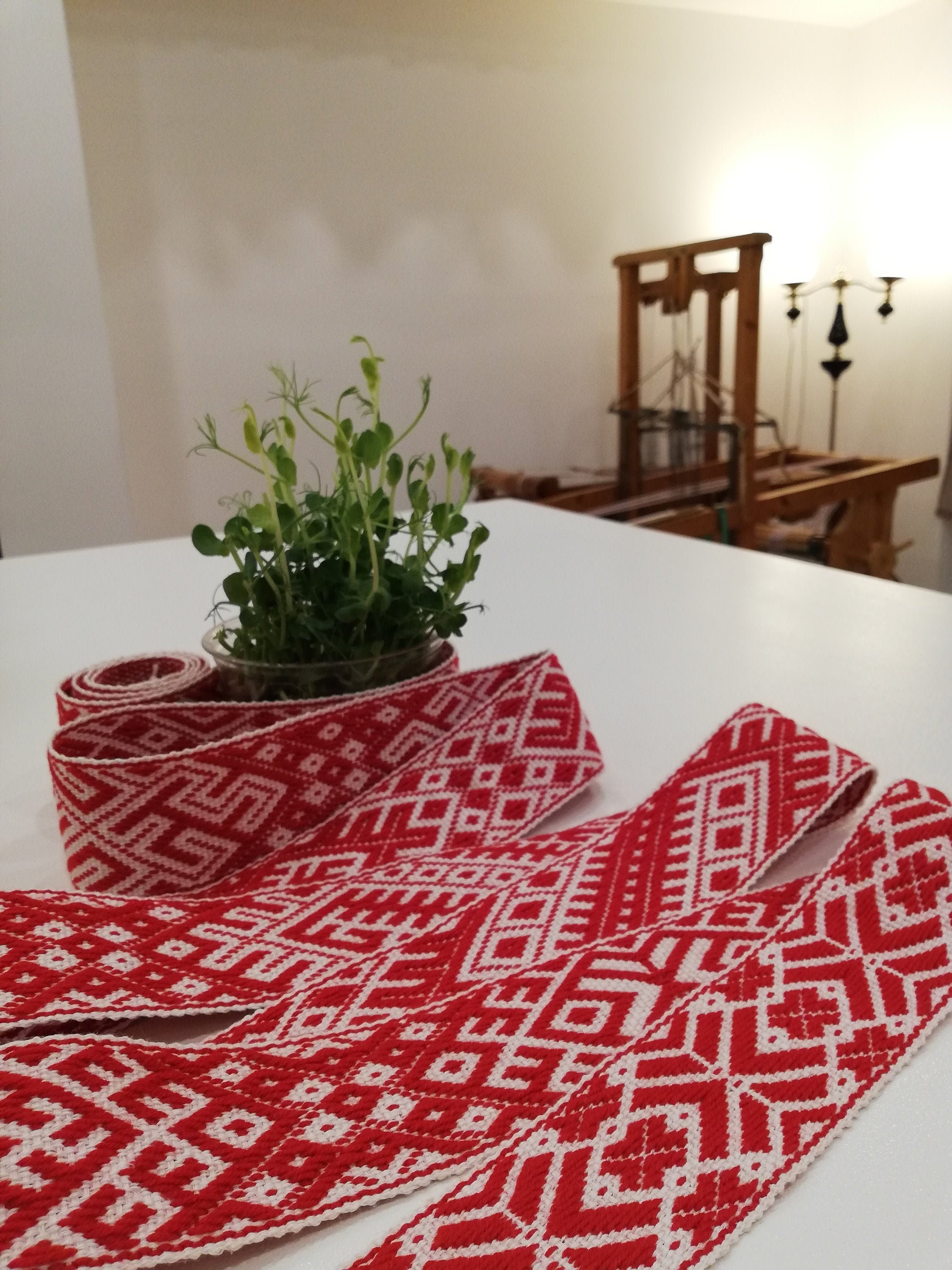 Handmade Woven Lielvardes Belt Red White. Cotton, Linen. Traditions Old ...