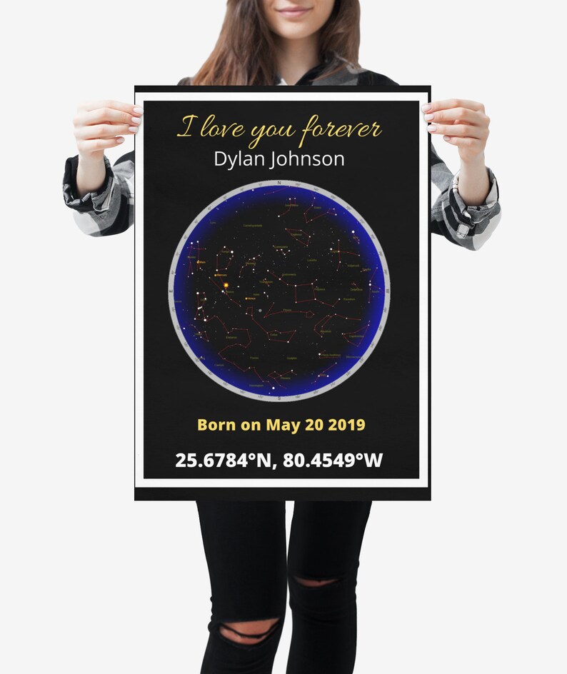 PRINTABLE Star Chart Poster for NEWBORN Constellation Map When the BABY ...