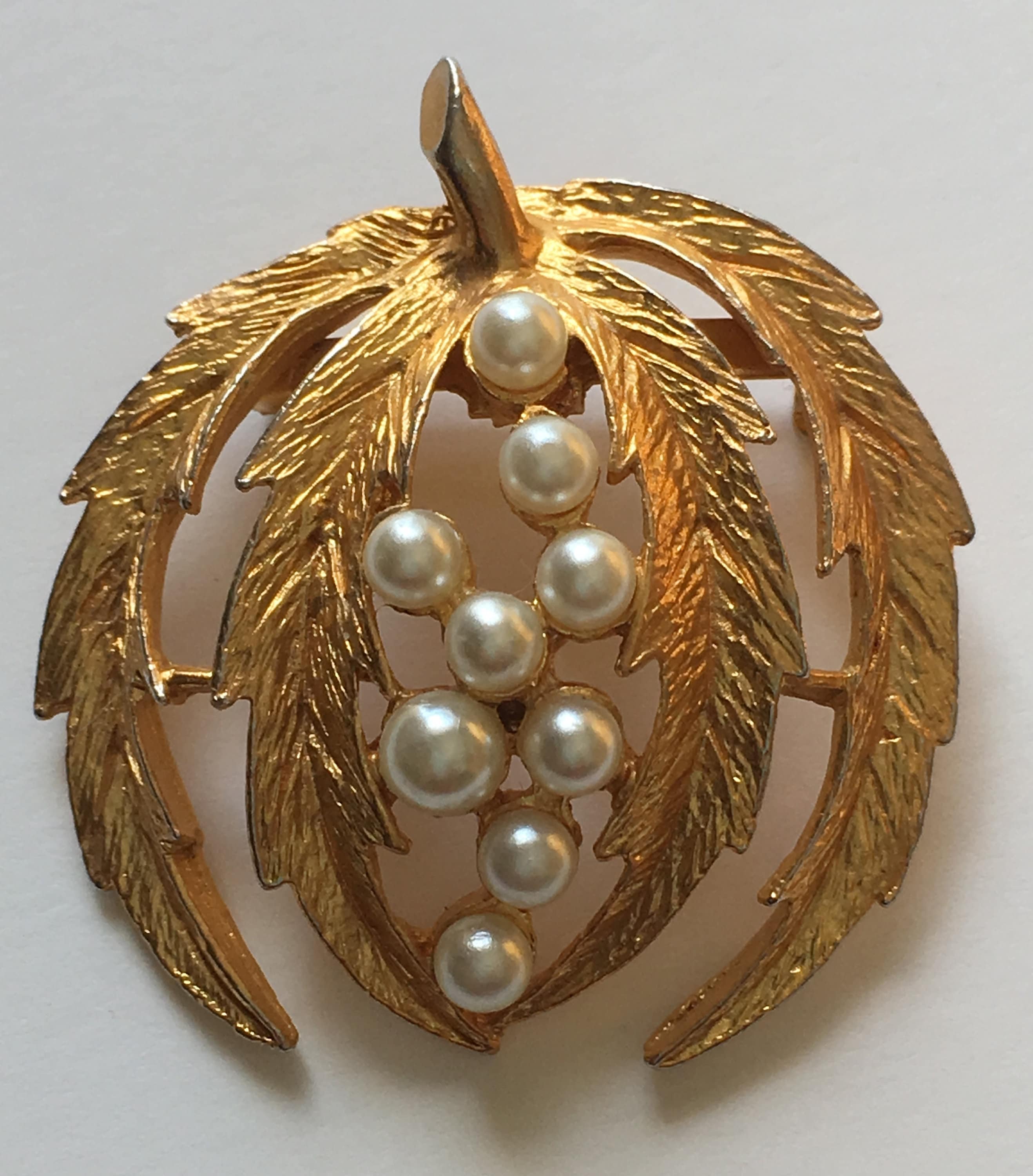 Vintage Torino Brooch/pin and Clip Earrings Set, Gold-tone Leaves With ...