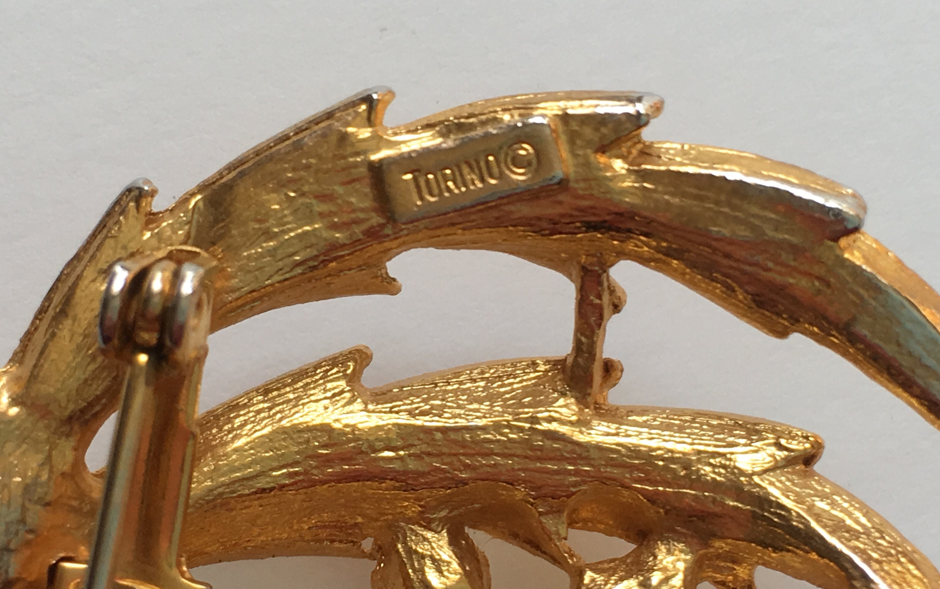 Vintage Torino Brooch/pin and Clip Earrings Set, Gold-tone Leaves With ...