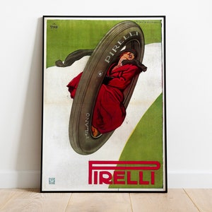 Vintage Pirelli Tire Advertising Poster // Pirelli Poster // Retro 1919 ...
