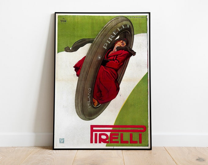 Vintage Pirelli Tire Advertising Poster // Pirelli Poster // Retro 1919 ...