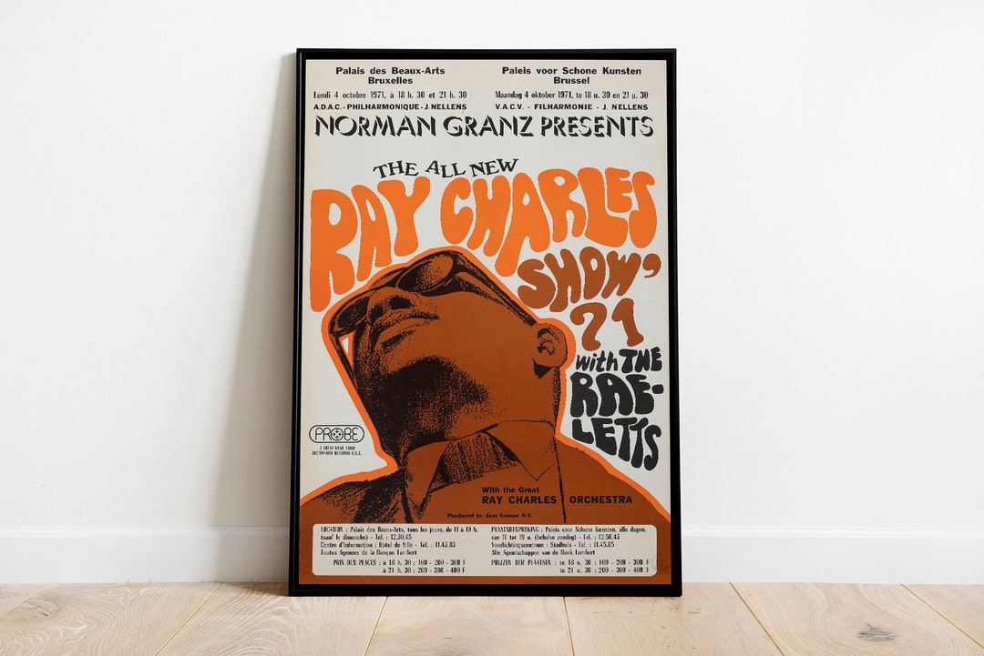 Ray Charles Show / Ray Charles' 1971 Tour of Europe // Belgian Poster ...