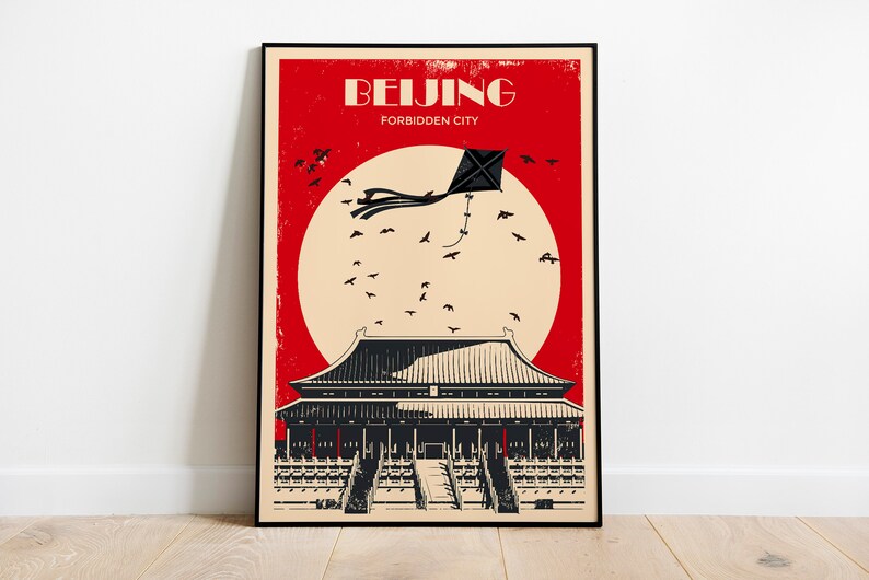 Beijing // China // Retro City poster // Travel poster // | Etsy