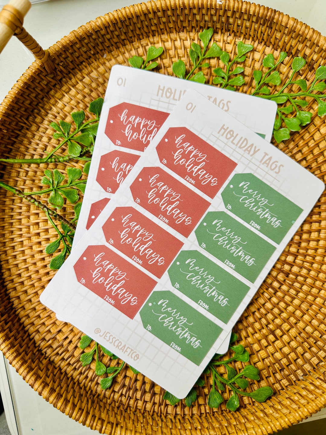 Happy Holidays Gift Tags Sticker Sheet Holiday, Seasonal, Gift, Tags - Etsy