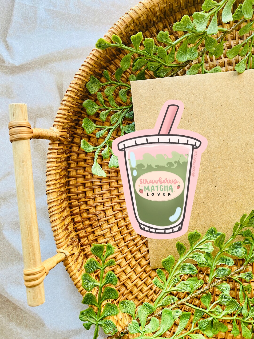 Strawberry Matcha Sticker | Water Resistant, Durable - Etsy