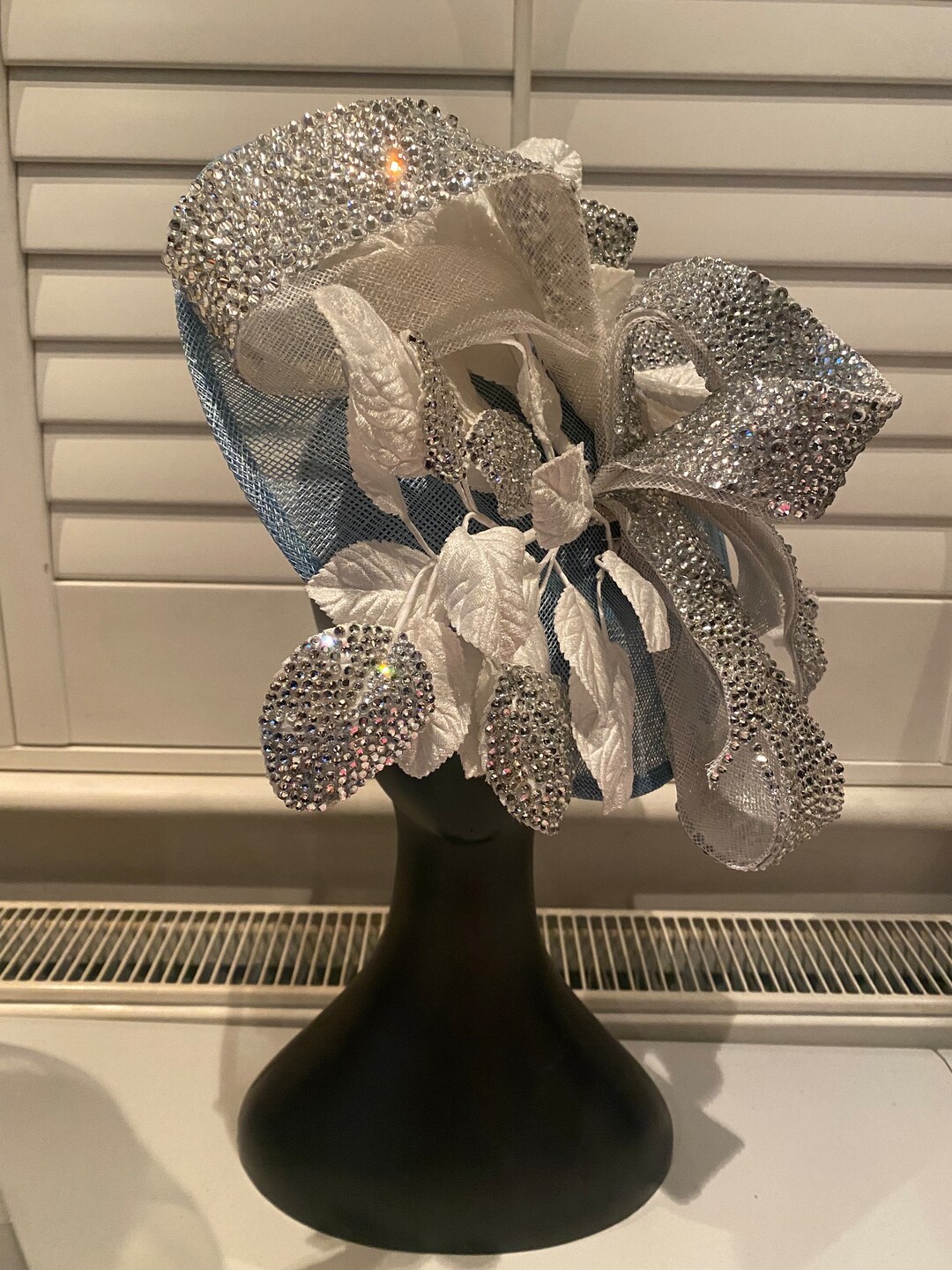 Dreamy Baby Blue Velvet White Crystal Diamantés Singularly Placed ...