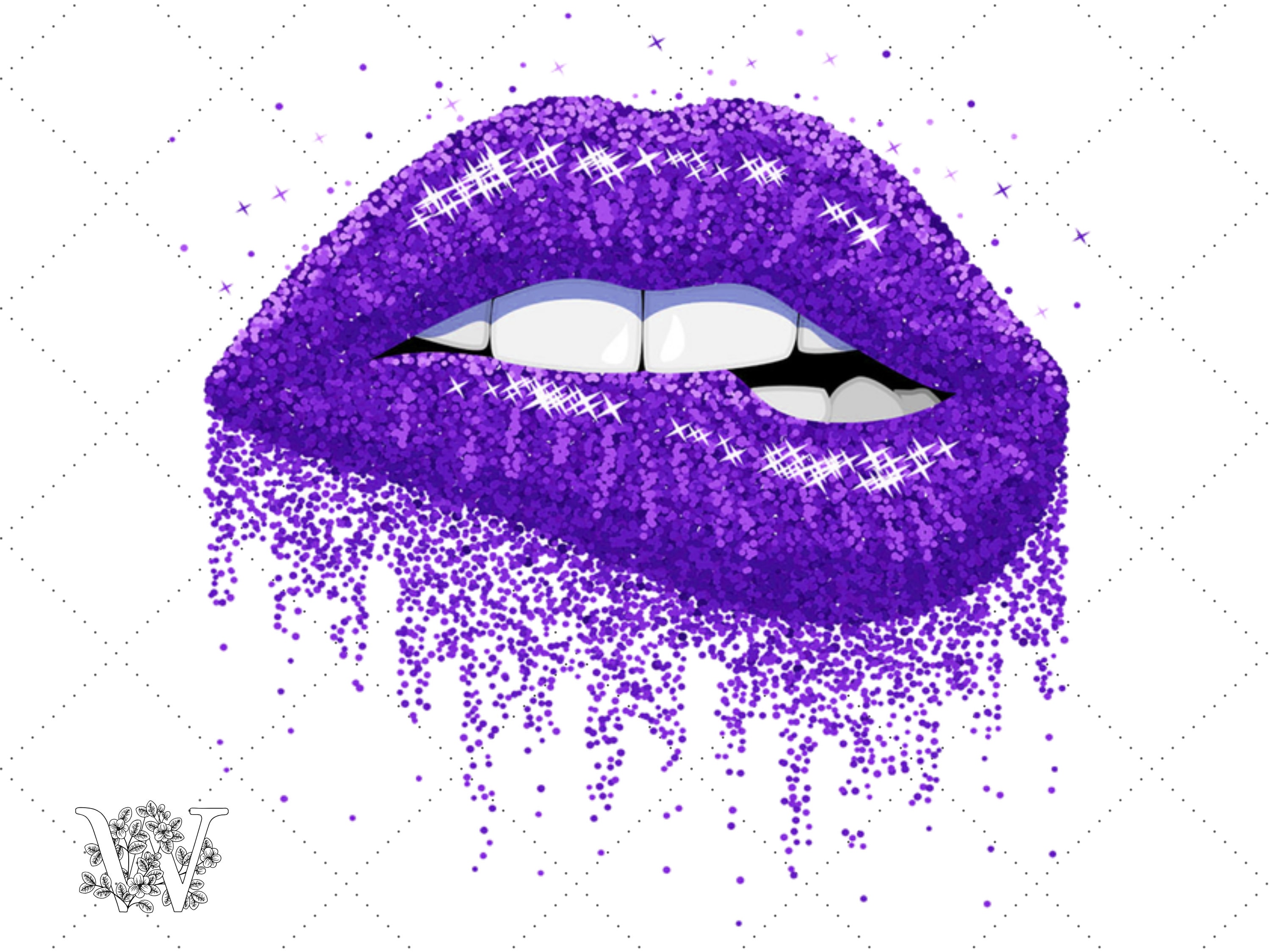 Lip Biting Purple lips Lips Dripping Lips Lip Print | Etsy
