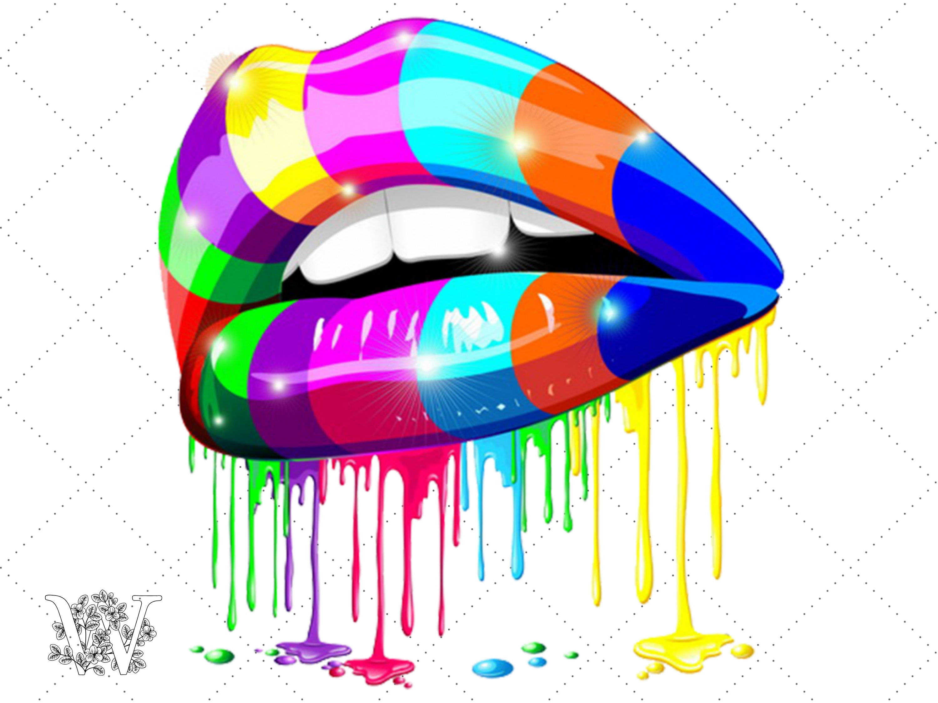 Rainbow Dripping Lips Lgbt Pride Lip Print Lip Download Now Etsy