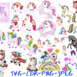 Cute Unicorn Clipart Set Rainbow Unicorns Clip Art Digital - Etsy Australia