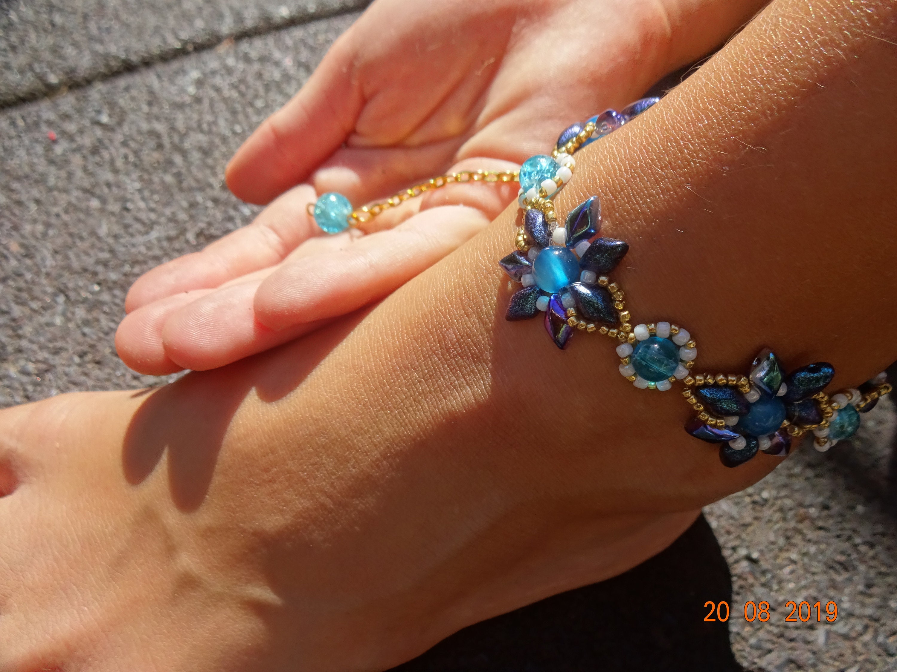 Pulsera floral azul hecha a mano 3 en 1 - Etsy España