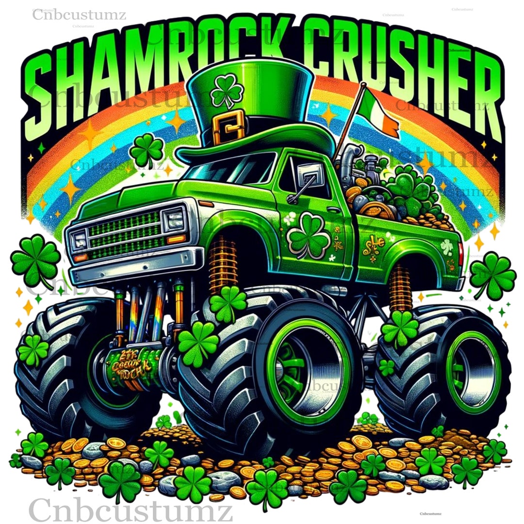 St Patrick's Day, Shamrock Crusher, Boy, Monster Truck, Truck, Green ...
