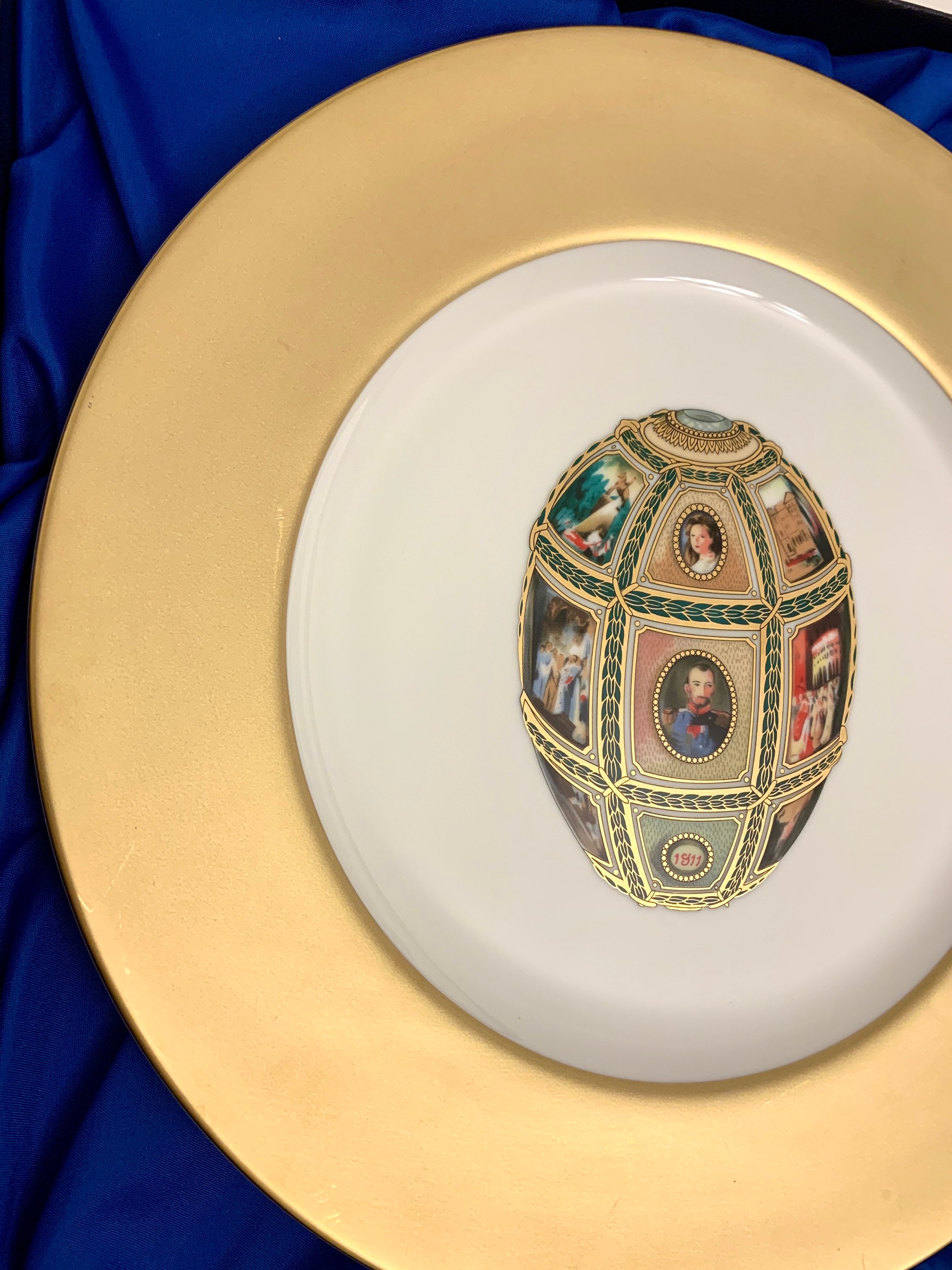 Faberge Easter Egg Plate 12 Inch Charger 24K Gold Trim Certificate ...