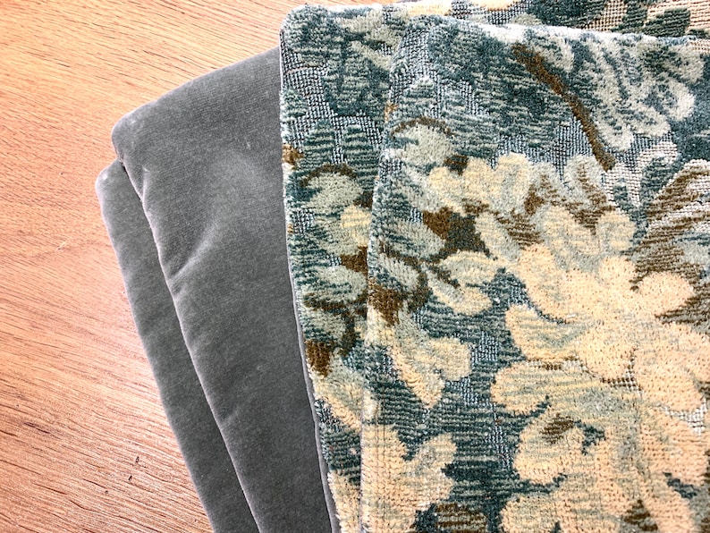 Scalamandre Marly Blue Greens Lumbar Accent Pillow Cover - Cut Velvet ...