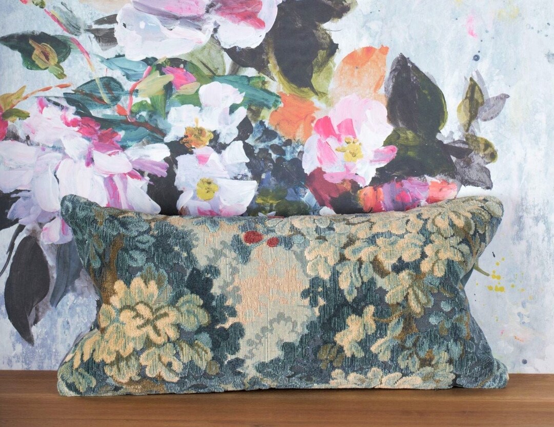 Scalamandre Marly Blues Lumbar Accent Pillow Cover - Cut Velvet Pillow ...