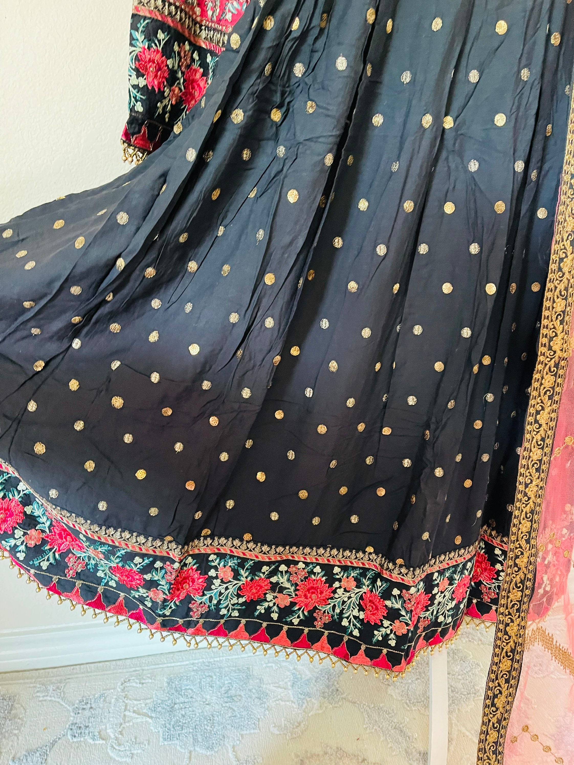 Maria B Embroidered Lawn & Marrir Works Long Dress Embroidered Net ...