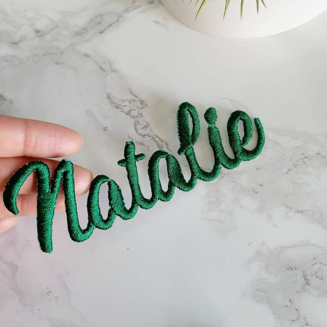 Custom Embroidered Name Iron on Patch Script Font Personalized Your Name Embroidery Applique ...