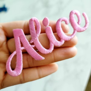 Custom Embroidered Name Iron on Patch Script Font Personalized Your ...