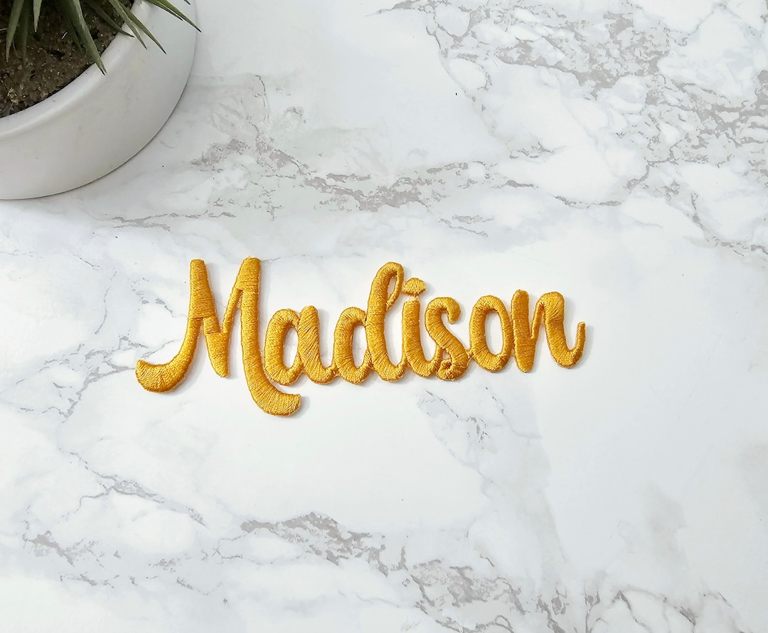 Custom Embroidered Name Iron on Patch Script Font Personalized Your ...