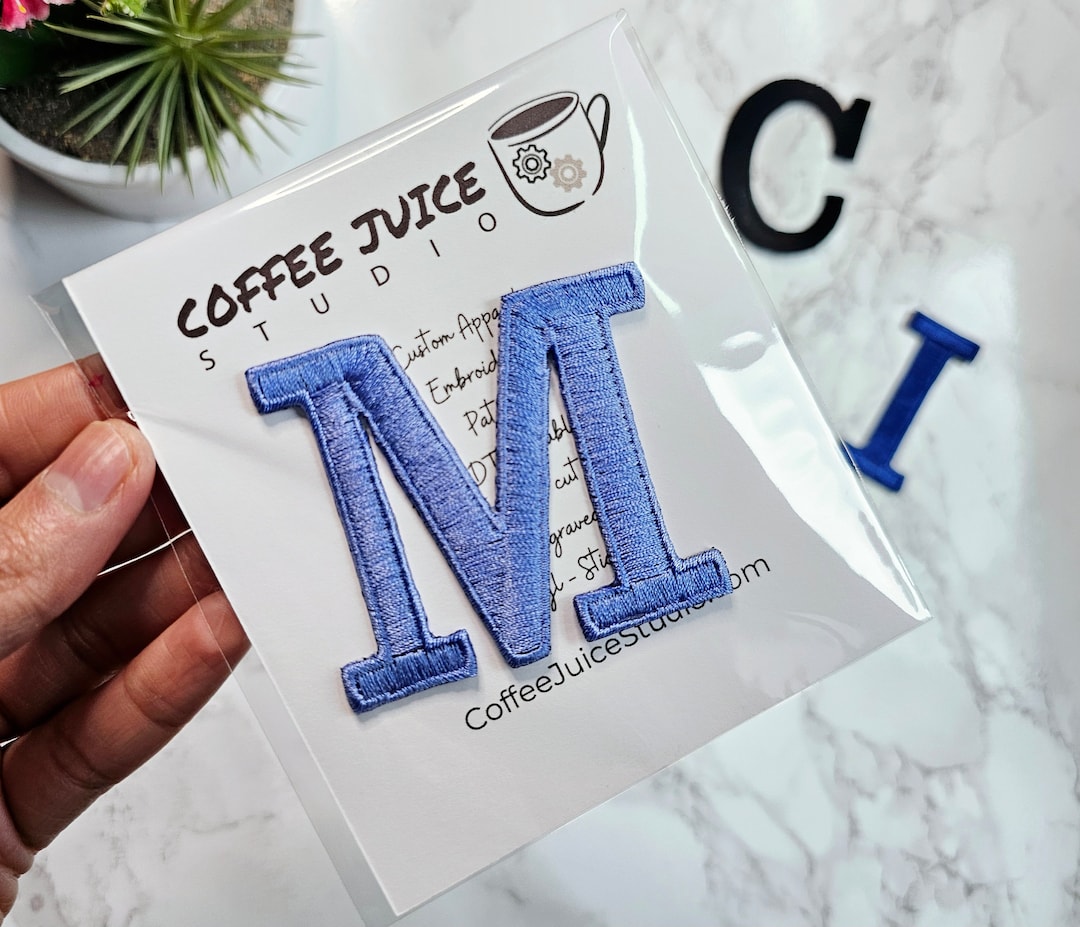 Embroidered Monogram Letters Name Iron on Embroidery Patch Block Serif ...