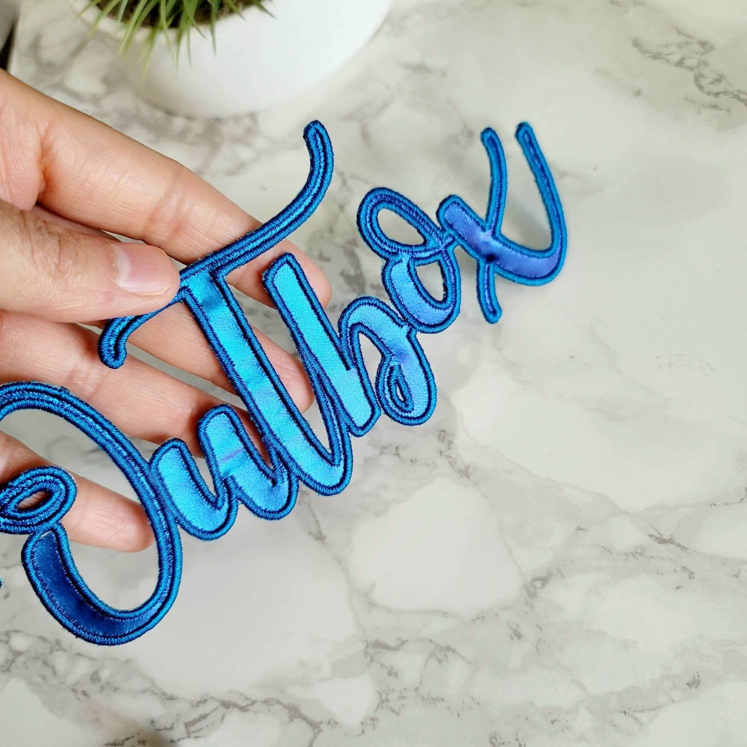 Custom embroidered Name Iron on Patch Script font Personalized | Etsy
