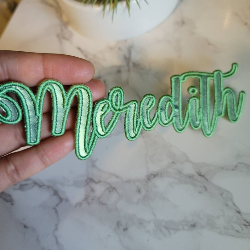 Custom Embroidered Name Iron on Patch Script Font Personalized | Etsy