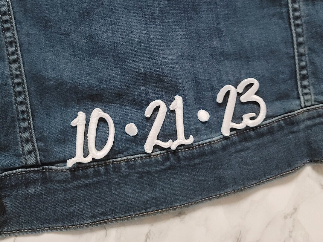 Custom Embroidered Date Iron on Patch Numbers Script Font Personalized ...