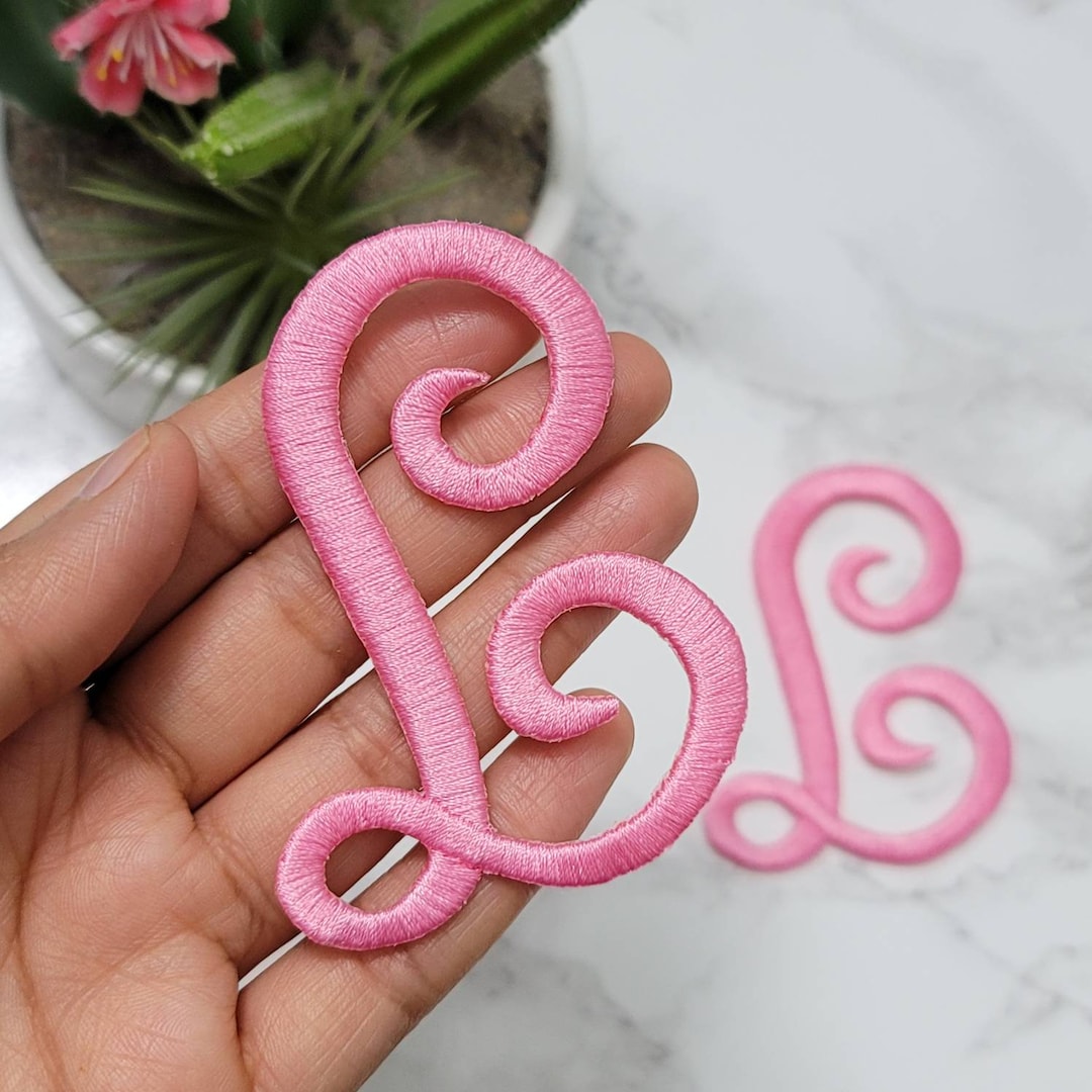 Embroidered Monogram Patch: Curly Script Iron-on Applique - Etsy