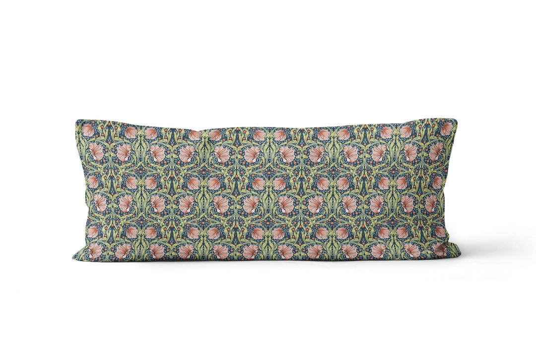 William Morris, Pimpernel Coral Large Lumbar Pillow - Large Rectangle ...