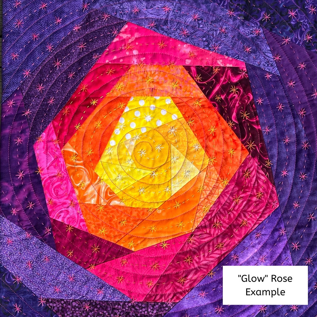 Scrappy Log Cabin Roses Quilt Block Kit glow Rose Version - Etsy