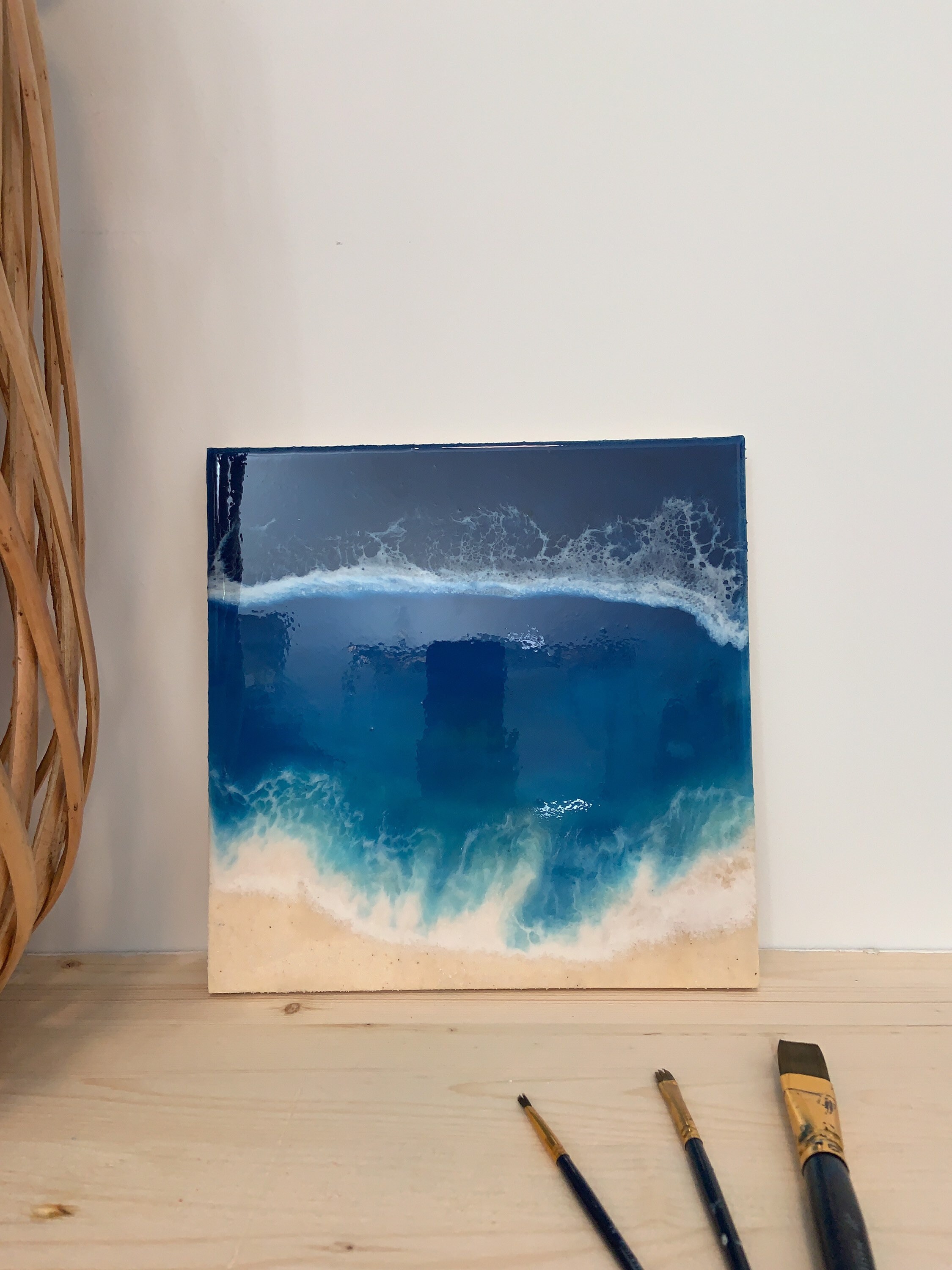 Epoxy art resin beach coastal theme ocean waves | Etsy