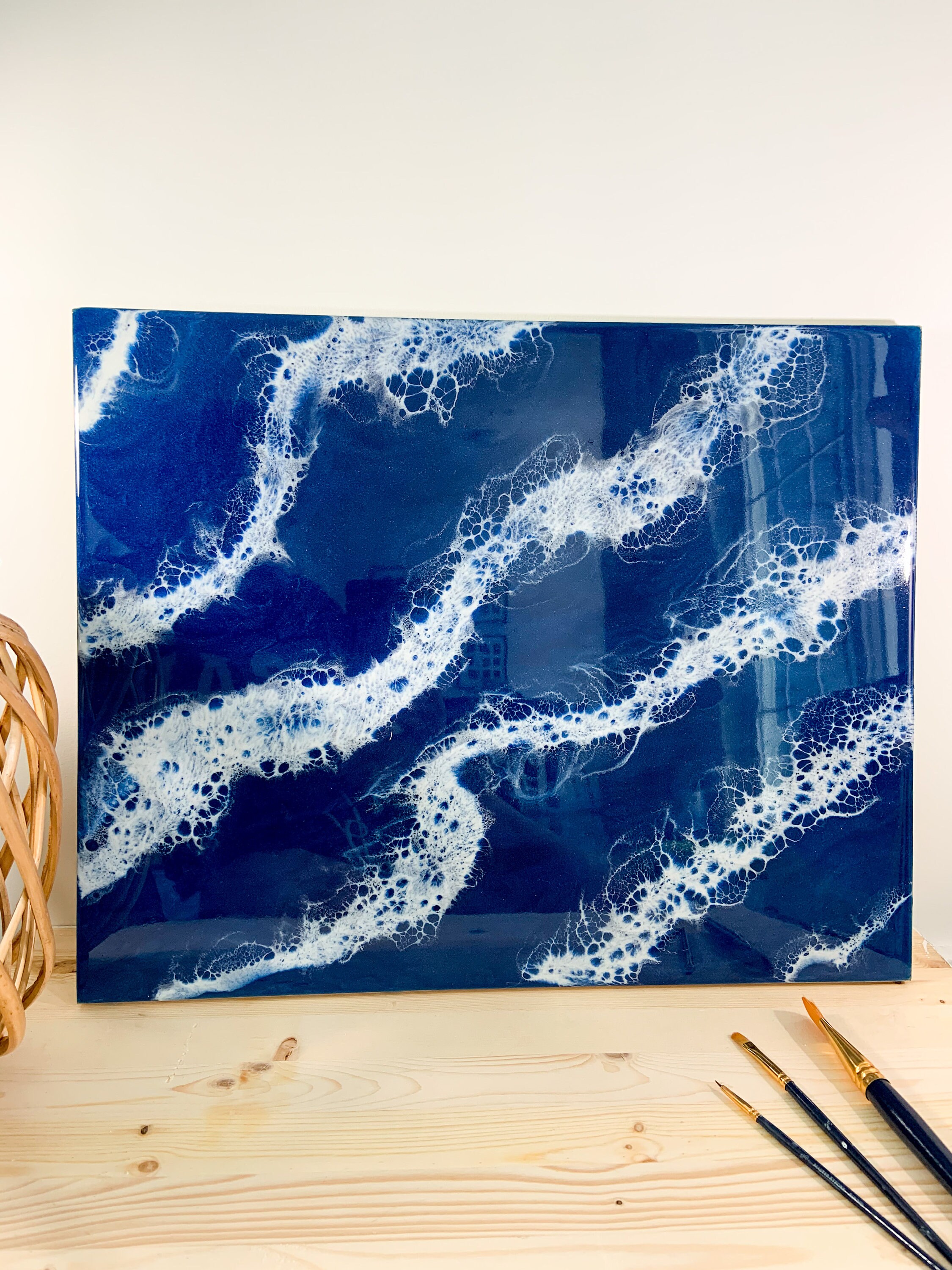 Epoxy Art Resin Beach Coastal Theme Ocean Waves Beach Wall Art Seascape ...