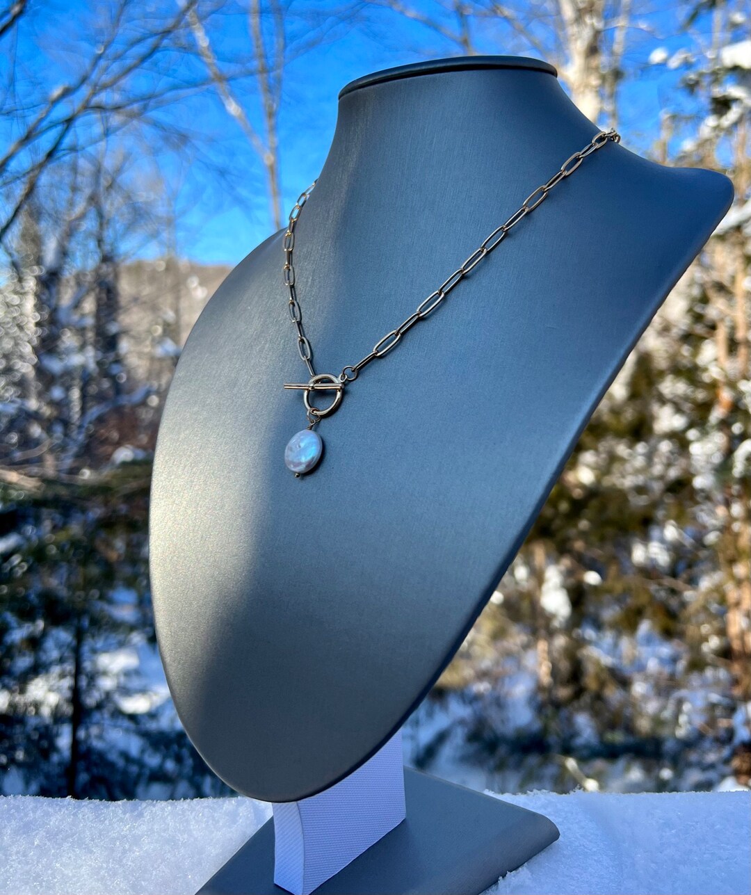 Paperclip Chain Necklace, Gold Toggle Necklace, Paperclip Toggle ...