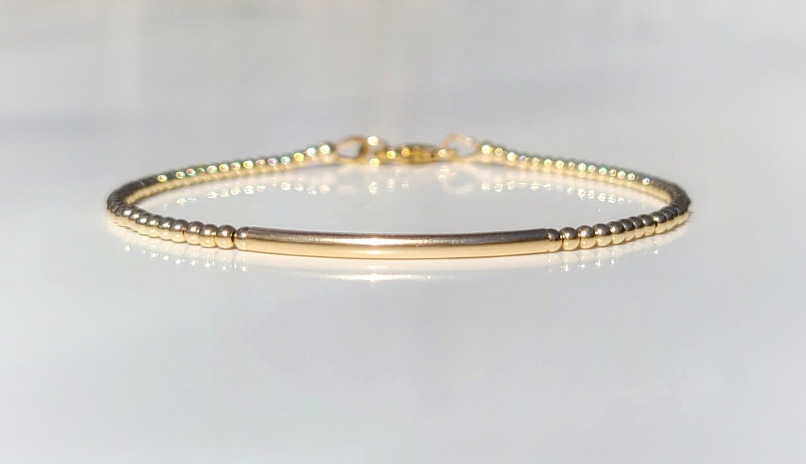 Zierliches 14K Gold Filled Perlenarmband, Minimalistischer Schmuck ...