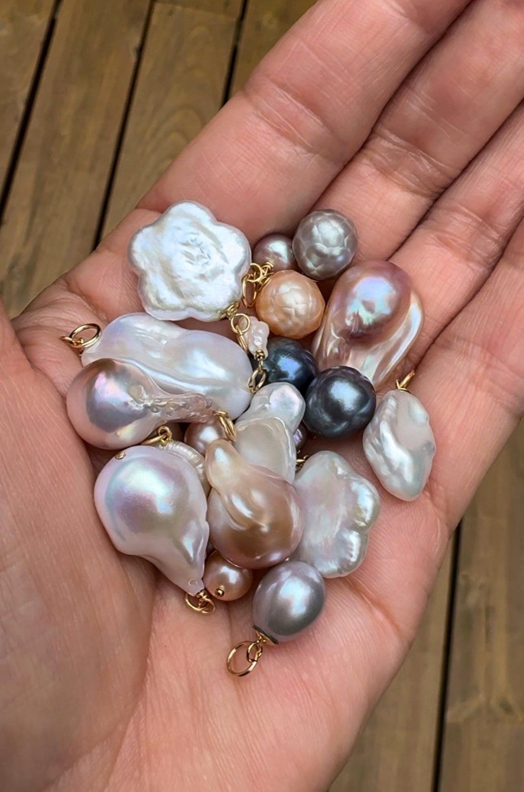 Add on Charm, Freshwater Pearl, 14K GF, Baroque Pearl Charm, Lustered ...