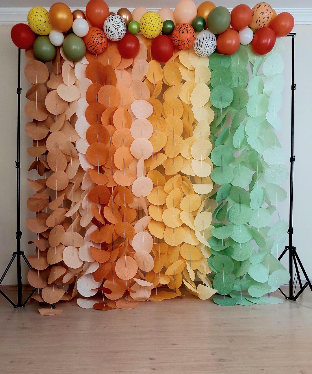 Safari Party Backdrop, Paper Circle Garland, Jungle Theme Garland, Wild ...