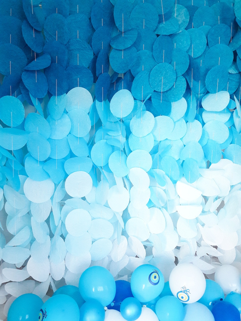 Blue Ombre Paper Circle Garland Sea Blue Garland Boy - Etsy