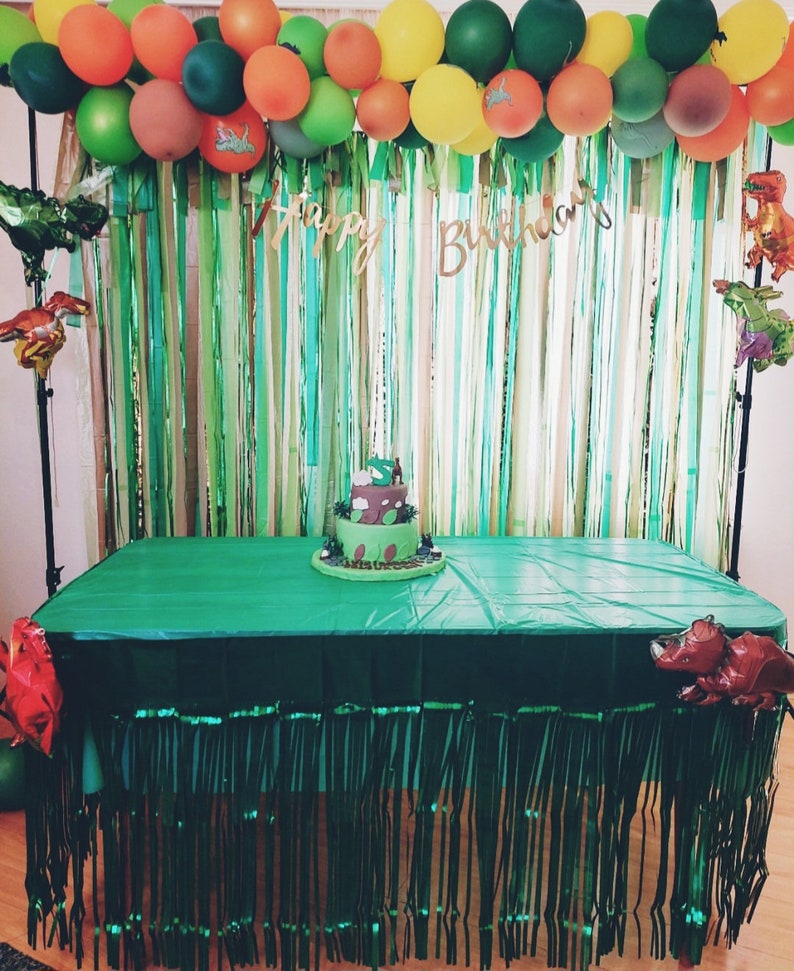 Dinosaur Birthday Theme Backdrop, Dino Party Fringe, Photo Streamer ...