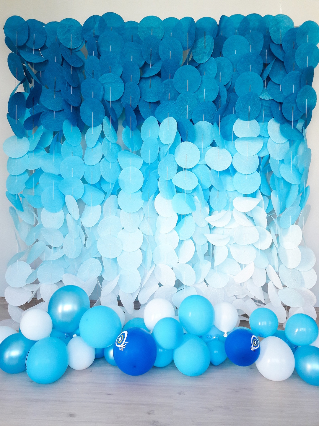 Blue Ombre Paper Circle Garland, Sea Blue Garland, Boy Birthday ...