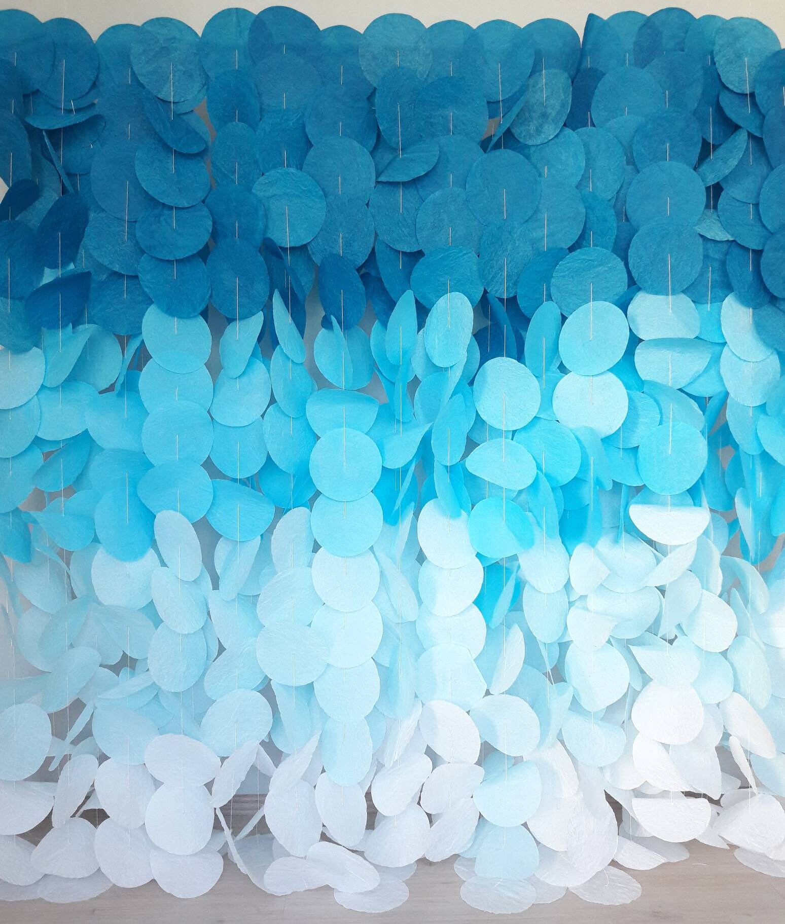 Ombre Paper Circle Garland, Blue Birthday Party Curtain, Boy Baby ...