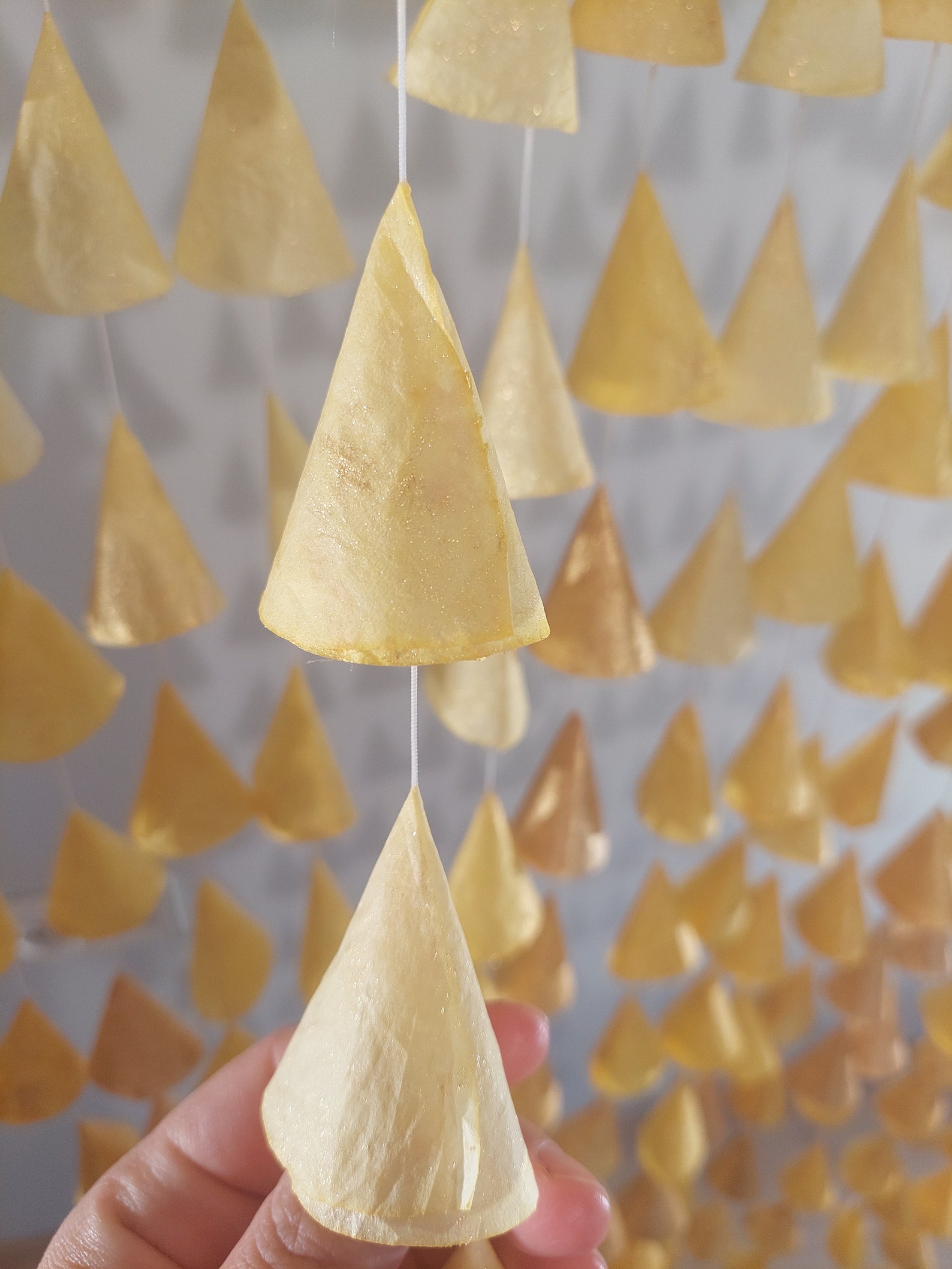 Gold Ombre Paper Cone Garland: Bridal Shower Backdrop - Etsy
