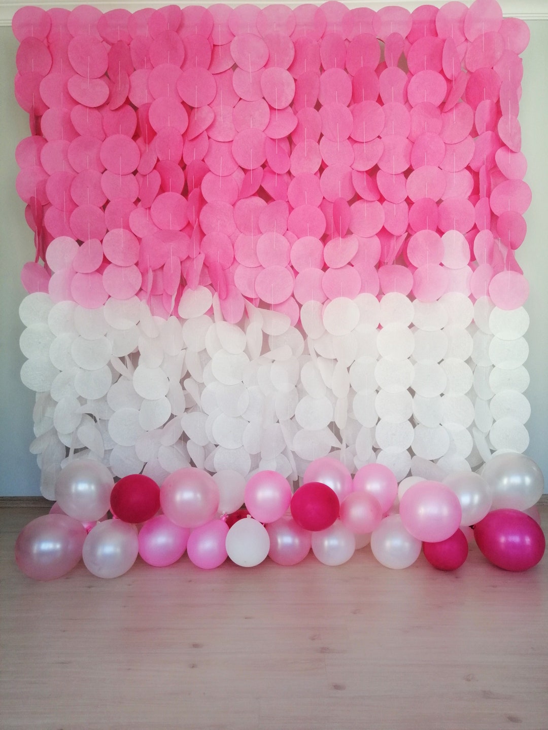 Fuchsia Ombre Paper Circle Garland, Birthday Photo Decor, Ombre ...