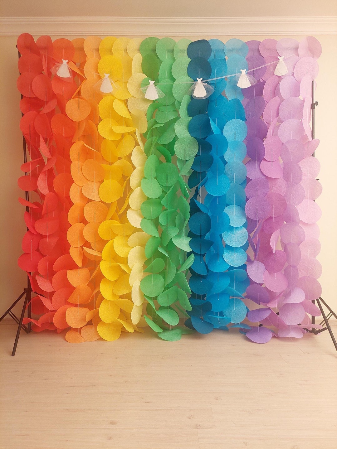 Rainbow Paper Circle Backdrop: Party Photo Booth Garland - Etsy