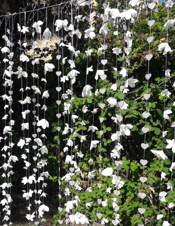 White paper flower garland store