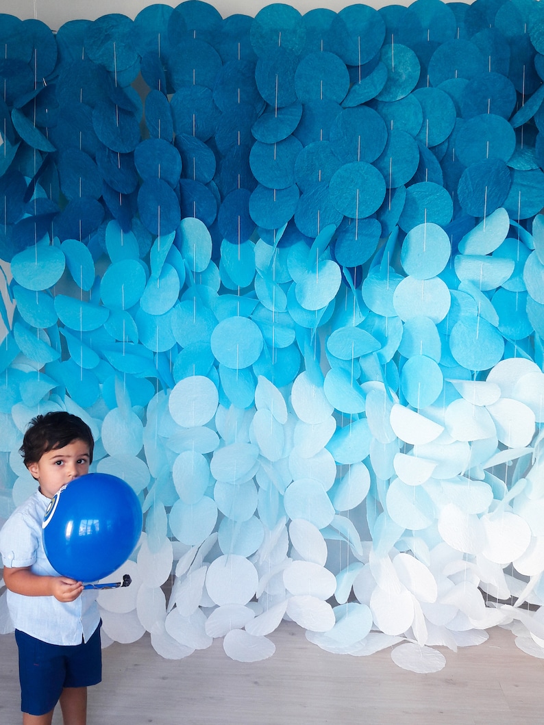 Blue Ombre Paper Circle Garland Sea Blue Garland Boy - Etsy