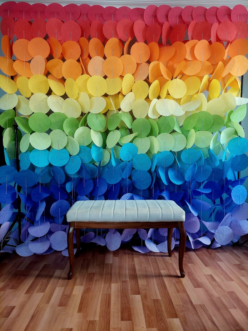 Rainbow Party Garland, Paper Circle Ombre Garland, Baby Shower ...