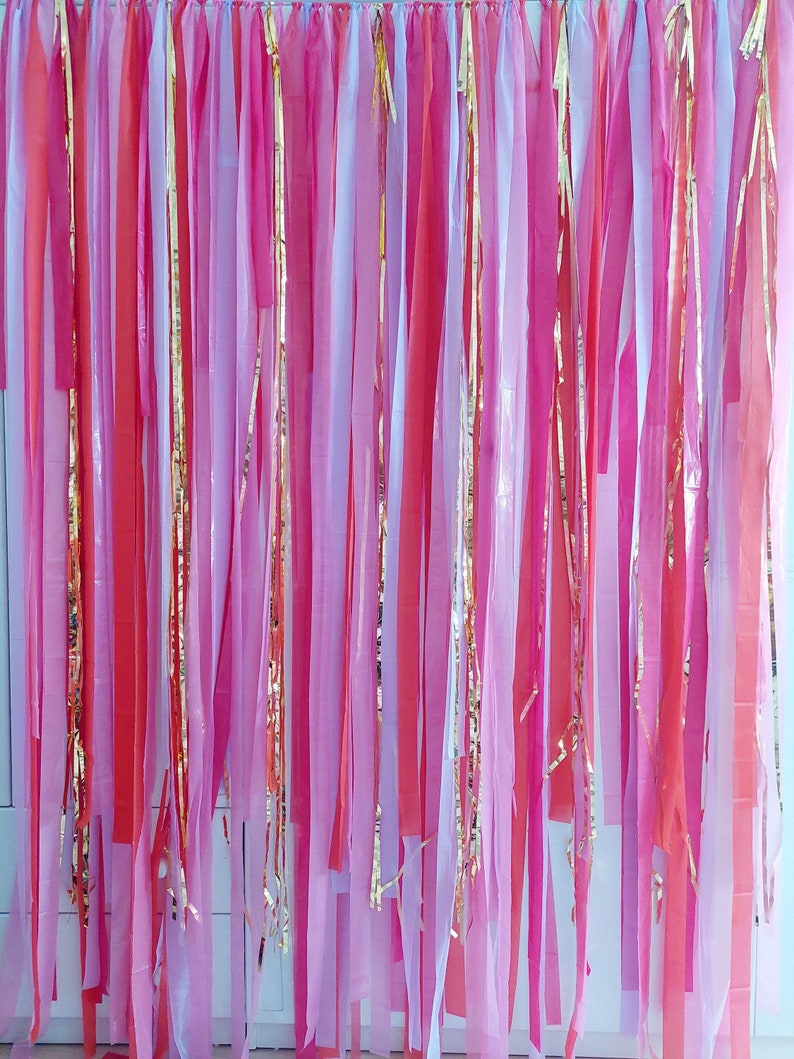Streamer Backdrop, Bachelorette Party, Pink Wedding Ceremony Curtain ...