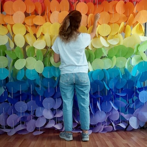 Rainbow Party Garland, Paper Circle Ombre Garland, Baby Shower ...