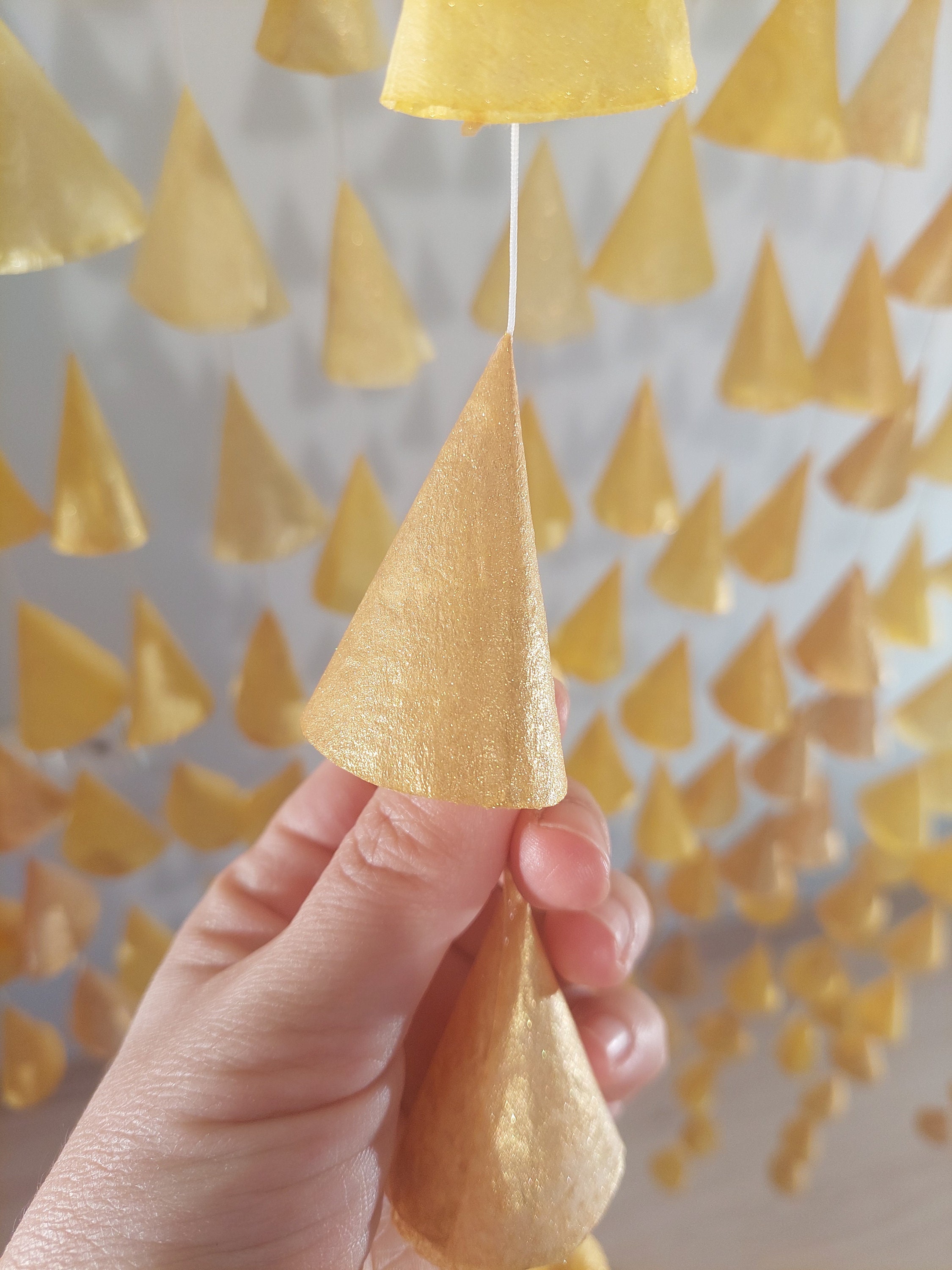 Gold Ombre Paper Cone Garland: Bridal Shower Backdrop - Etsy