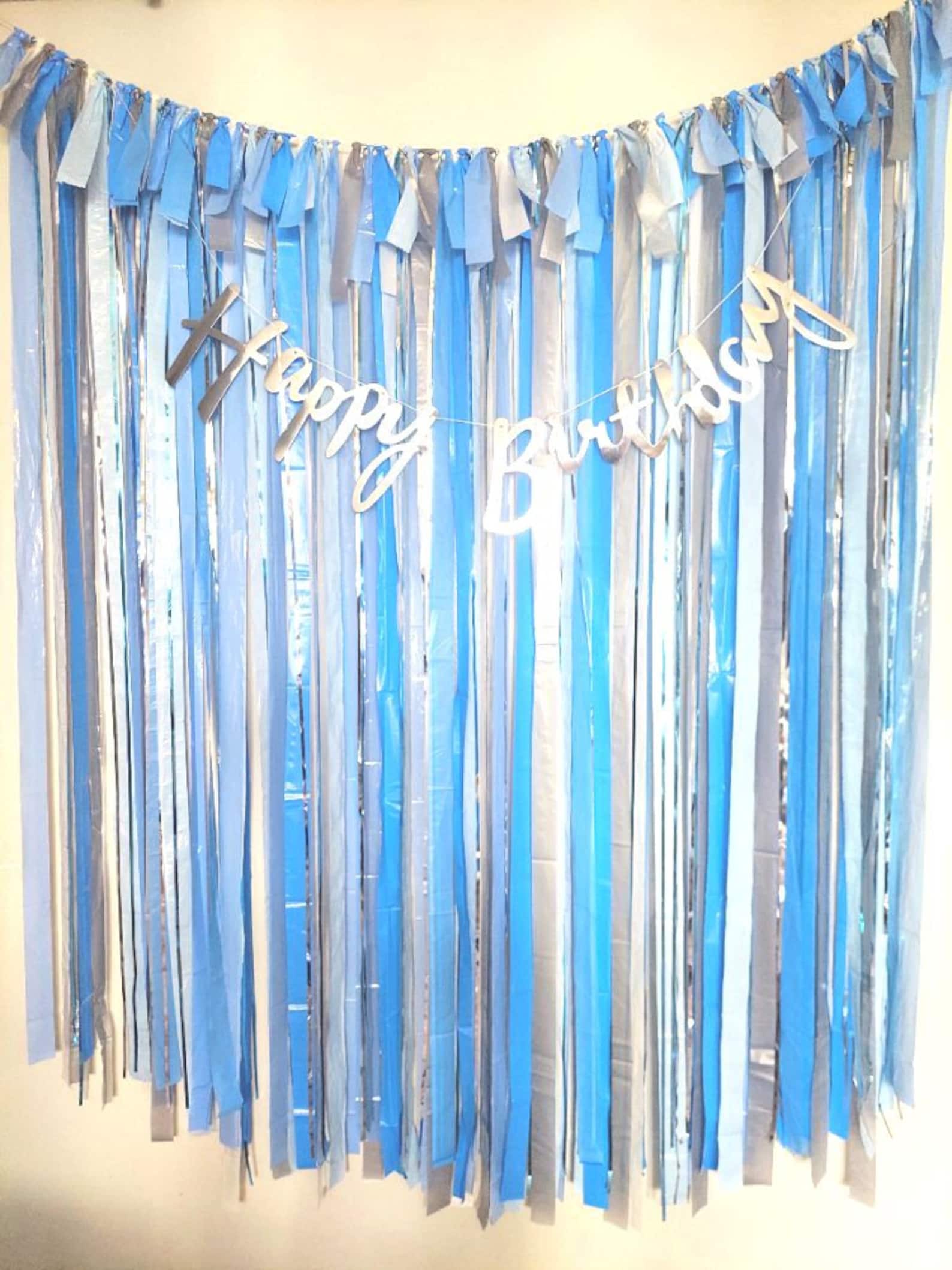 Blue Fringe Backdrop Fringe Party Decor Boy Birthday Party - Etsy